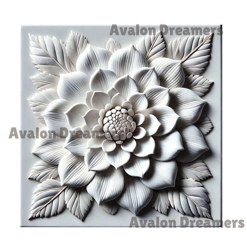 16 X 3D off White Flower Tile PNG Digital Images, 8" X 8" Print at Home ...