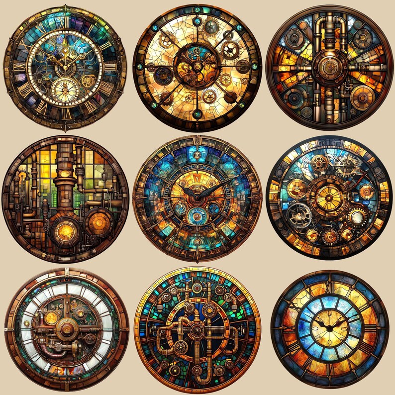 52 Steampunk Images Stained Glass Effect Circles, PNG Clipart ...