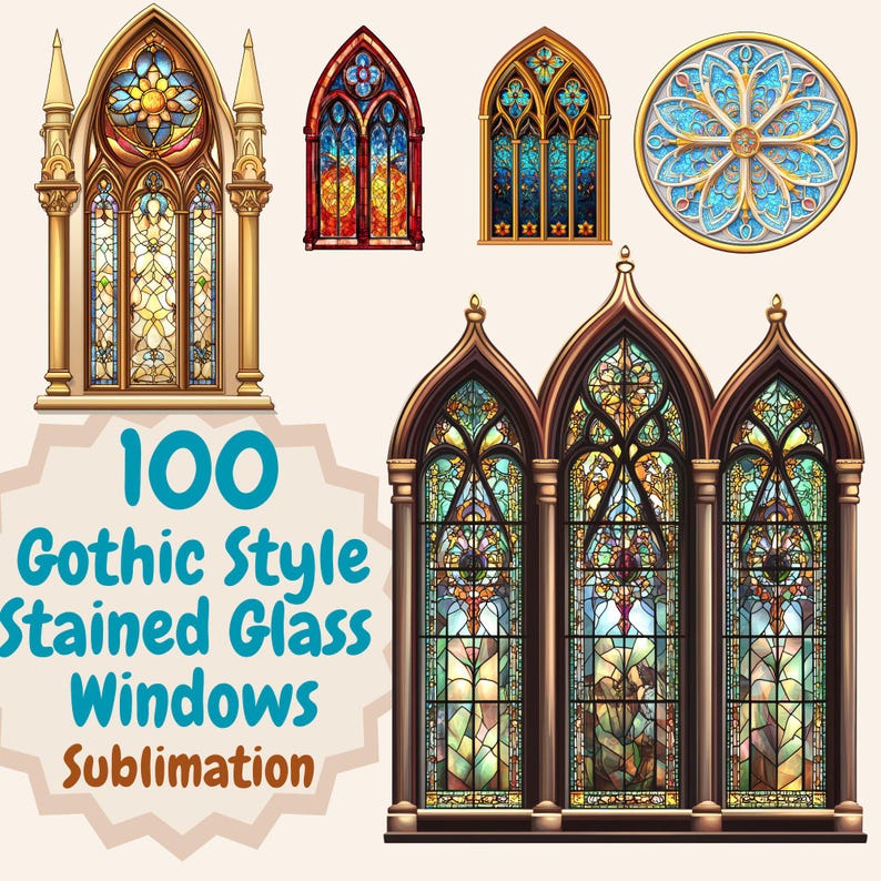 100 Gothic Stained Glass Windows, PNG Clipart, Transparent Background ...