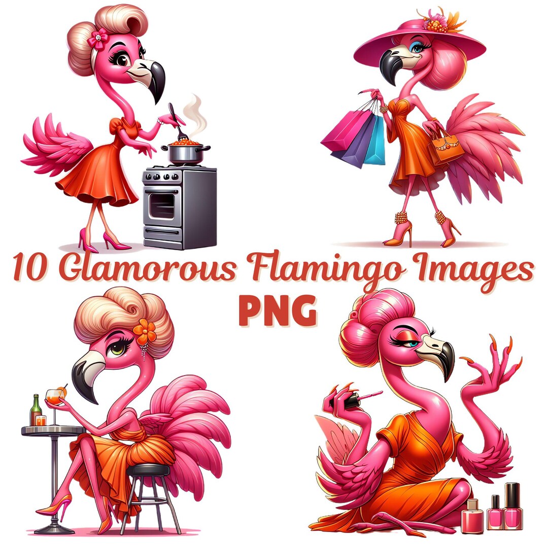 10 Glamorous Flamingo PNG Clipart Images, Cute Cartoon Flamingos ...