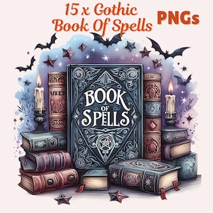 15 Watercolor Gothic Book of Spells PNG Clipart, Grimoire, Transparent ...
