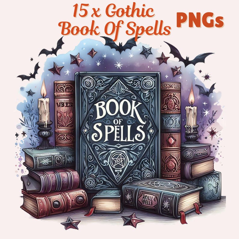 15 Watercolor Gothic Book of Spells PNG Clipart, Grimoire, Transparent ...