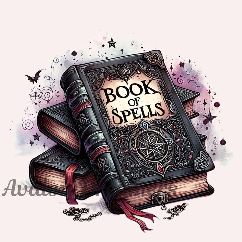 15 Watercolor Gothic Book of Spells PNG Clipart, Grimoire, Transparent ...