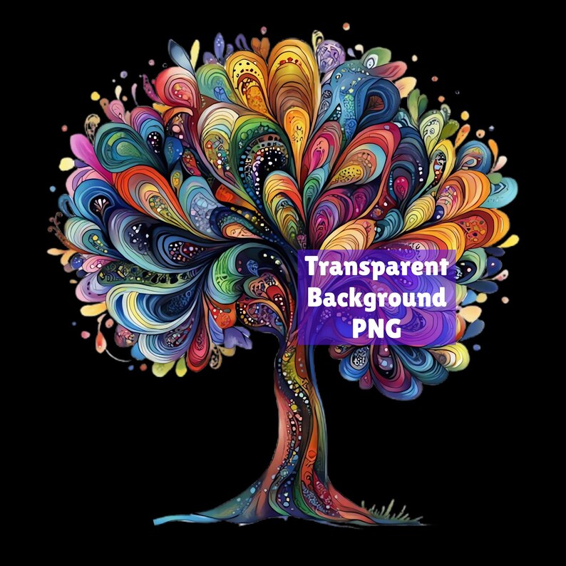 33 Whimsical Querky Trees PNG Clipart, Watercolor Designs, Transparent ...