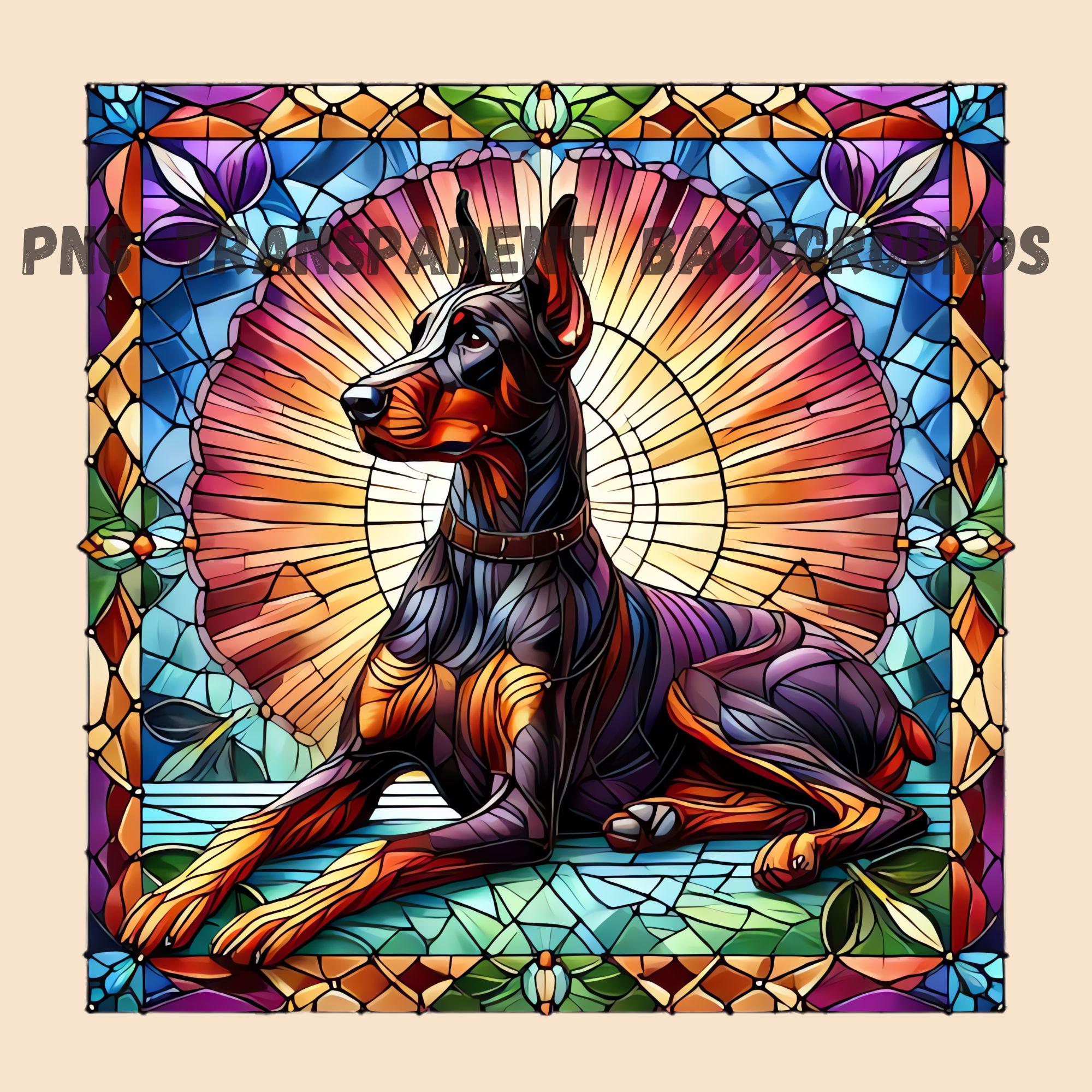 12 Doberman Pinscher Stained Glass Effect, PNG Clipart, Print at Home ...