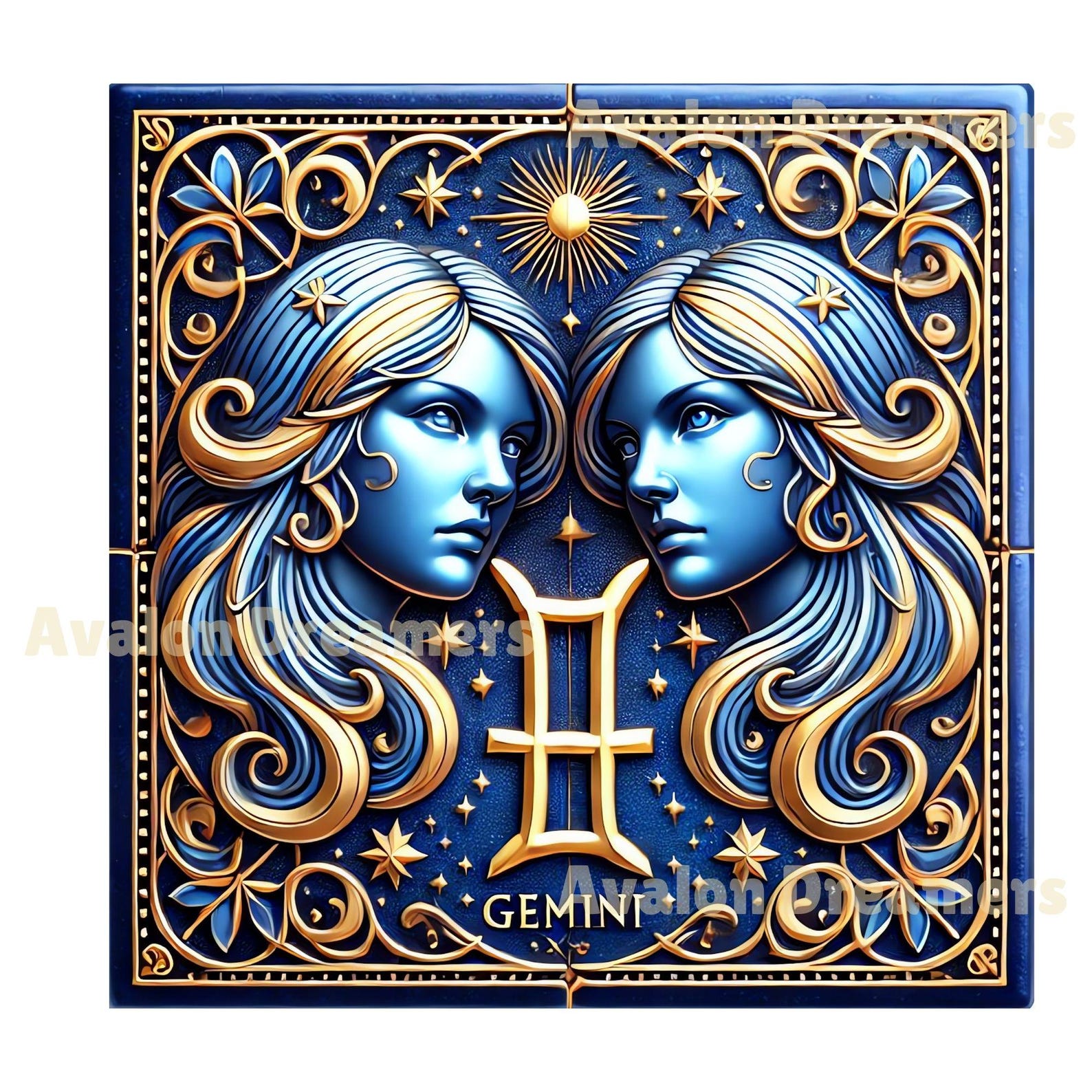 12 Signs of the Zodiac 3D Printable PNG Clipart, Square Tiles 8" X 8 ...