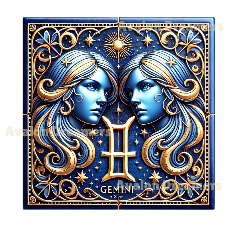12 Signs of the Zodiac 3D Printable PNG Clipart, Square Tiles 8" X 8 ...