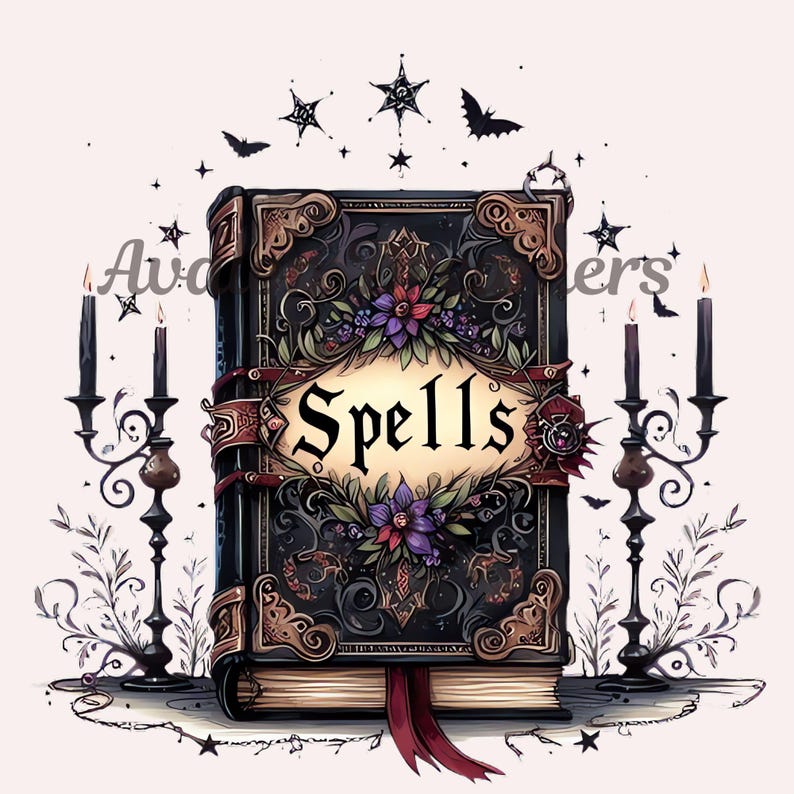 15 Watercolor Gothic Book of Spells PNG Clipart, Grimoire, Transparent ...