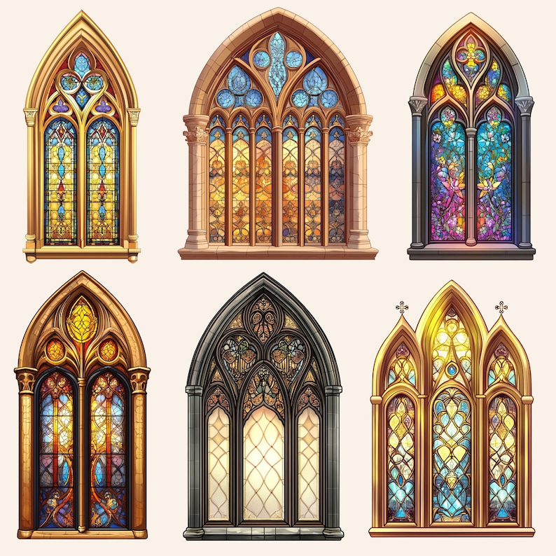 100 Gothic Stained Glass Windows, PNG Clipart, Transparent Background ...
