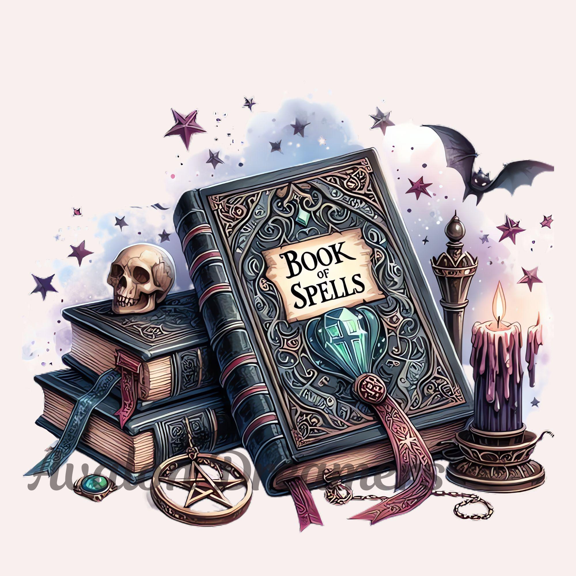 15 Watercolor Gothic Book of Spells PNG Clipart, Grimoire, Transparent ...