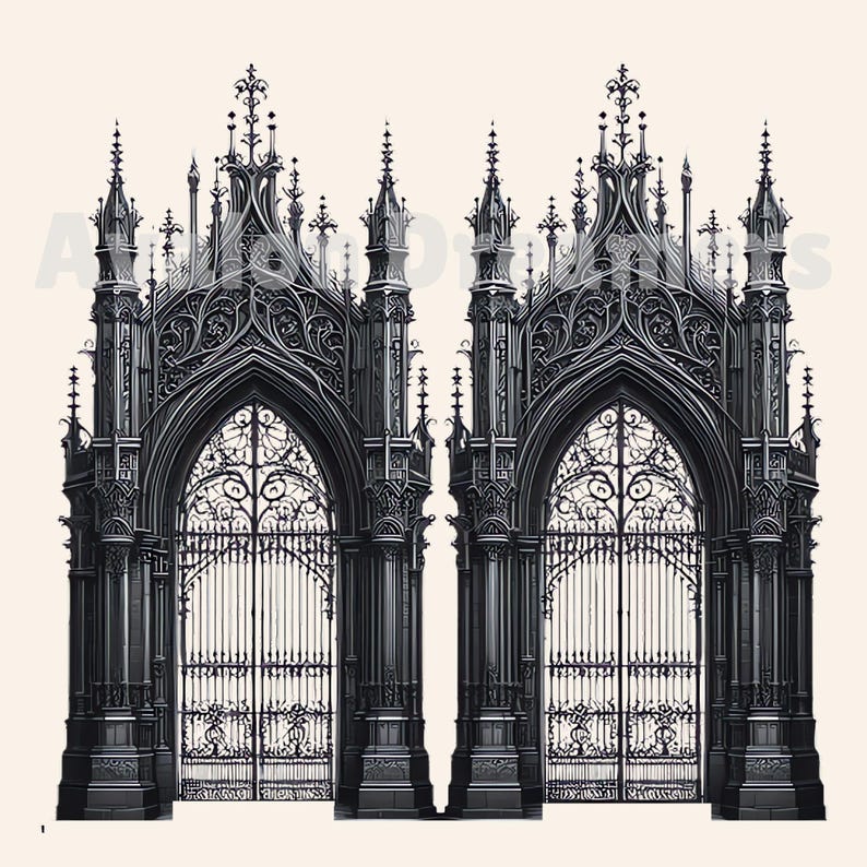 20 Gothic Ornate Gates PNG Clipart, Transparent Background, Card Making ...