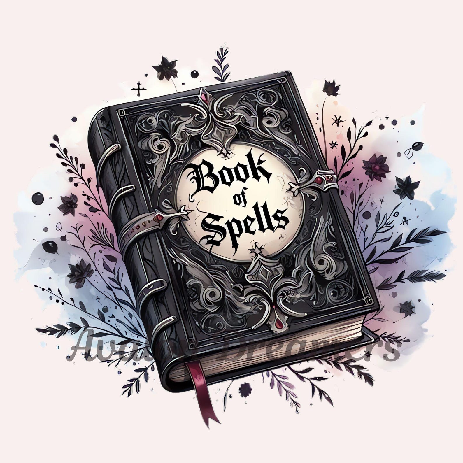 15 Watercolor Gothic Book of Spells PNG Clipart, Grimoire, Transparent ...