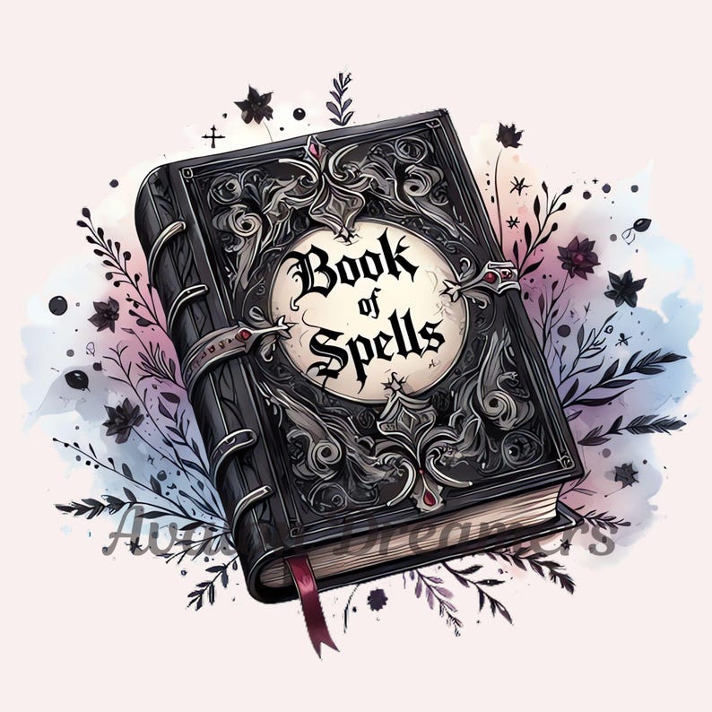 15 Watercolor Gothic Book of Spells PNG Clipart, Grimoire, Transparent ...