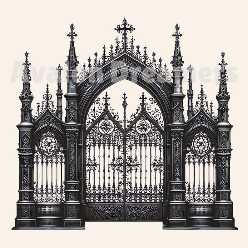 20 Gothic Ornate Gates PNG Clipart, Transparent Background, Card Making ...