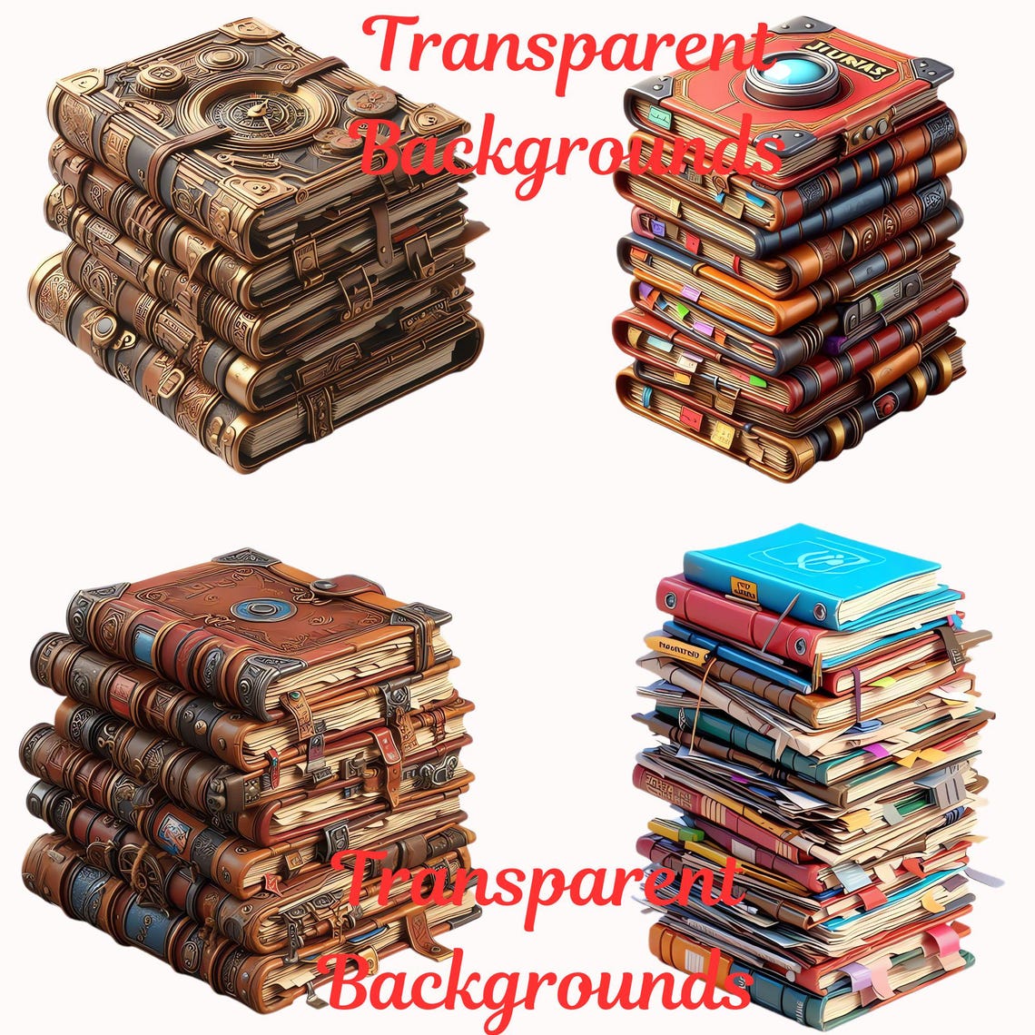 16 Stacks of Junk Journals SET 2 Clipart PNG Images, Card Making, Paper ...