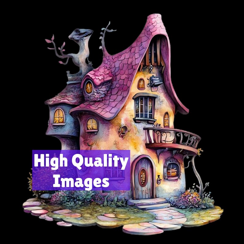 33 Whimsical Querky Houses PNG Clipart, Watercolor Designs, Transparent ...