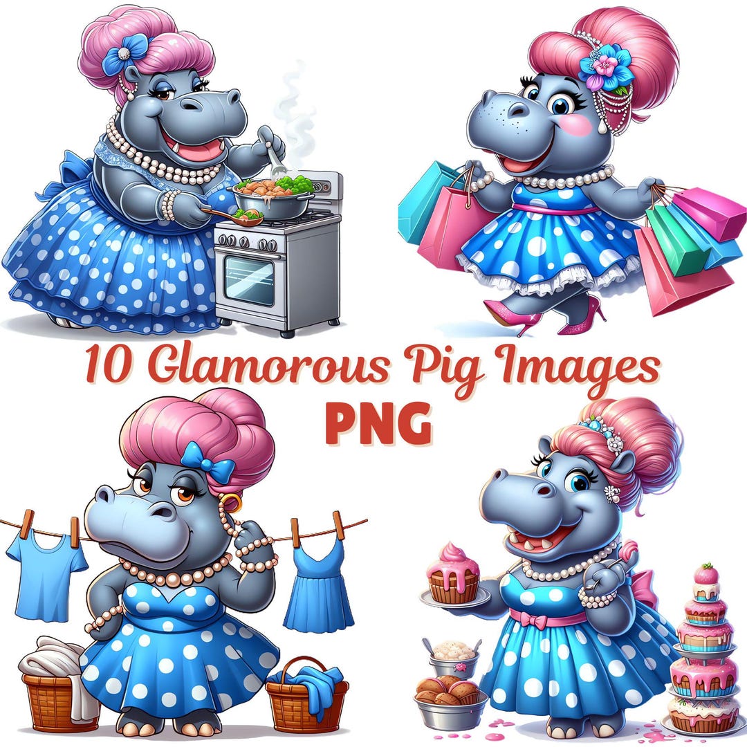 10 Glamorous Hippo PNG Clipart Images, Cute Cartoon Hippos, Transparent ...