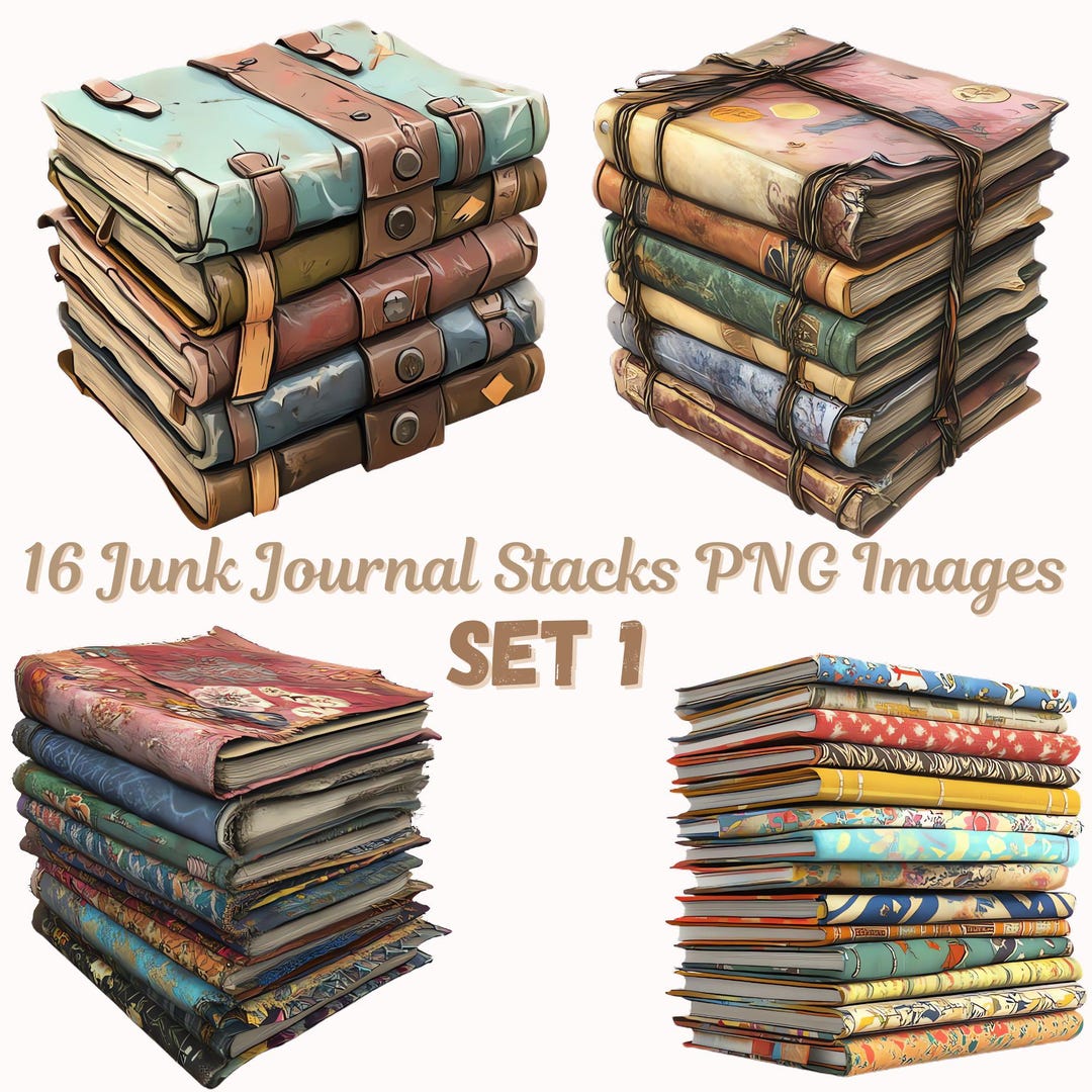 16 Stacks of Junk Journals Clipart PNG Images, Card Making, Paper ...