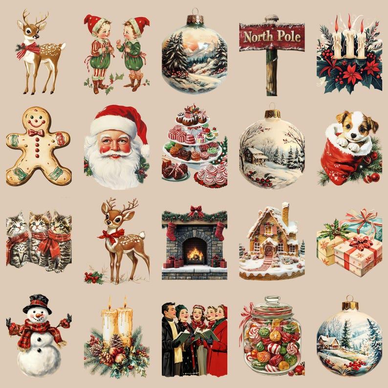 25 Vintage 1950s Christmas PNG Clipart, Nostalgia, Transparent ...