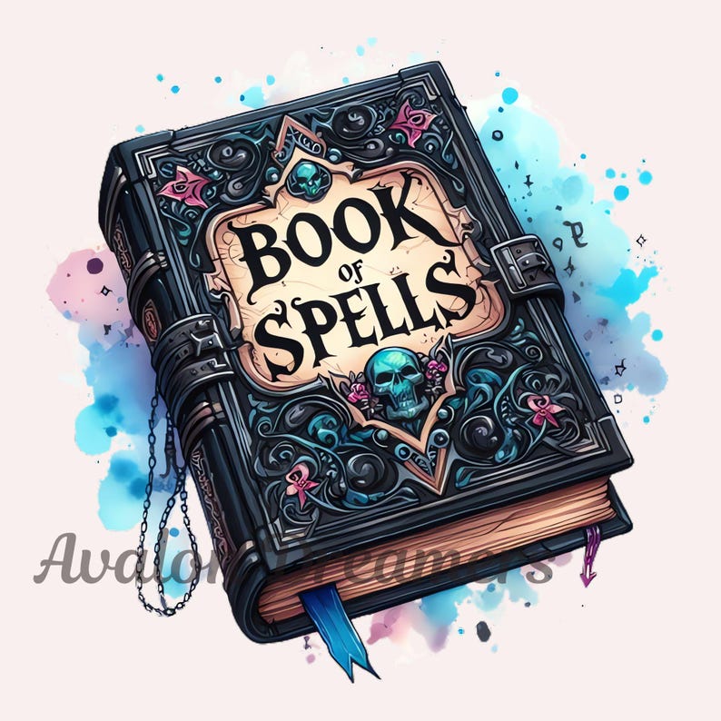 15 Watercolor Gothic Book of Spells PNG Clipart, Grimoire, Transparent ...