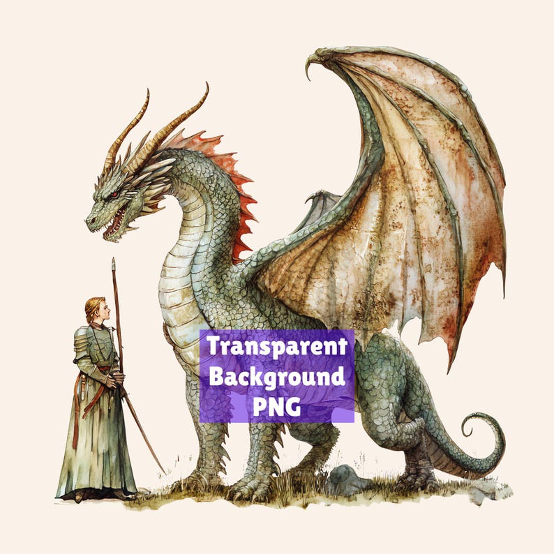 70 Medieval Dragons, Watercolor PNG Clipart, Transparent Background ...