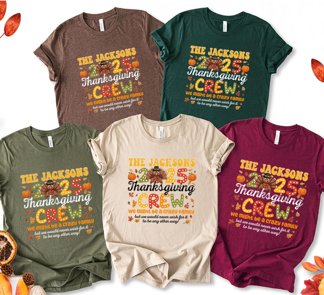 Personalized Thanksgiving Crew T-shirt, Funny Family Matching Outfit - Etsy