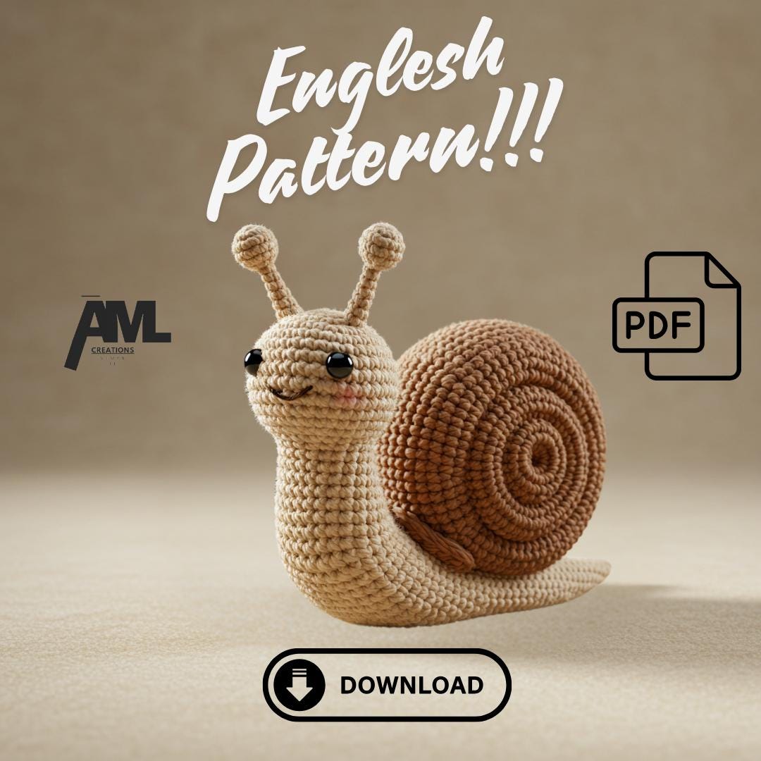 Amigurumi Snail Crochet Pattern, Cute Plush Snail PDF Tutorial, DIY ...
