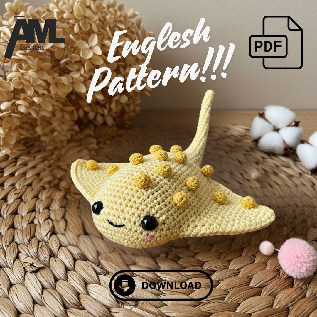 Amigurumi Stingray Crochet Pattern, Cute Plush Ray PDF Tutorial, DIY ...
