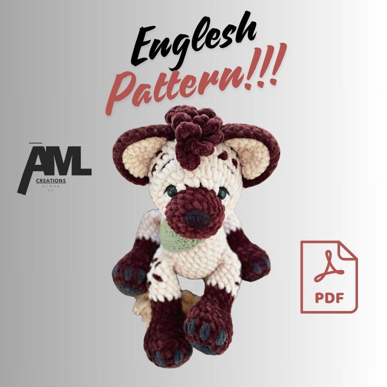 Amigurumi Hyena Crochet Pattern, Hardy the Hyena Plush DIY, Beginner ...