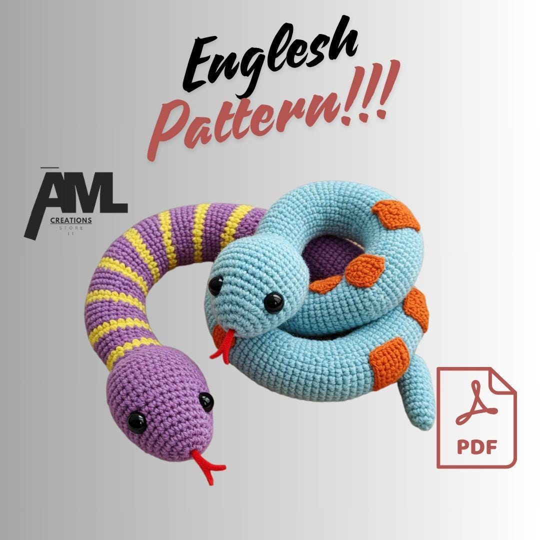 Amigurumi Snake Crochet Pattern, Plush Snake PDF Tutorial, DIY Crochet ...