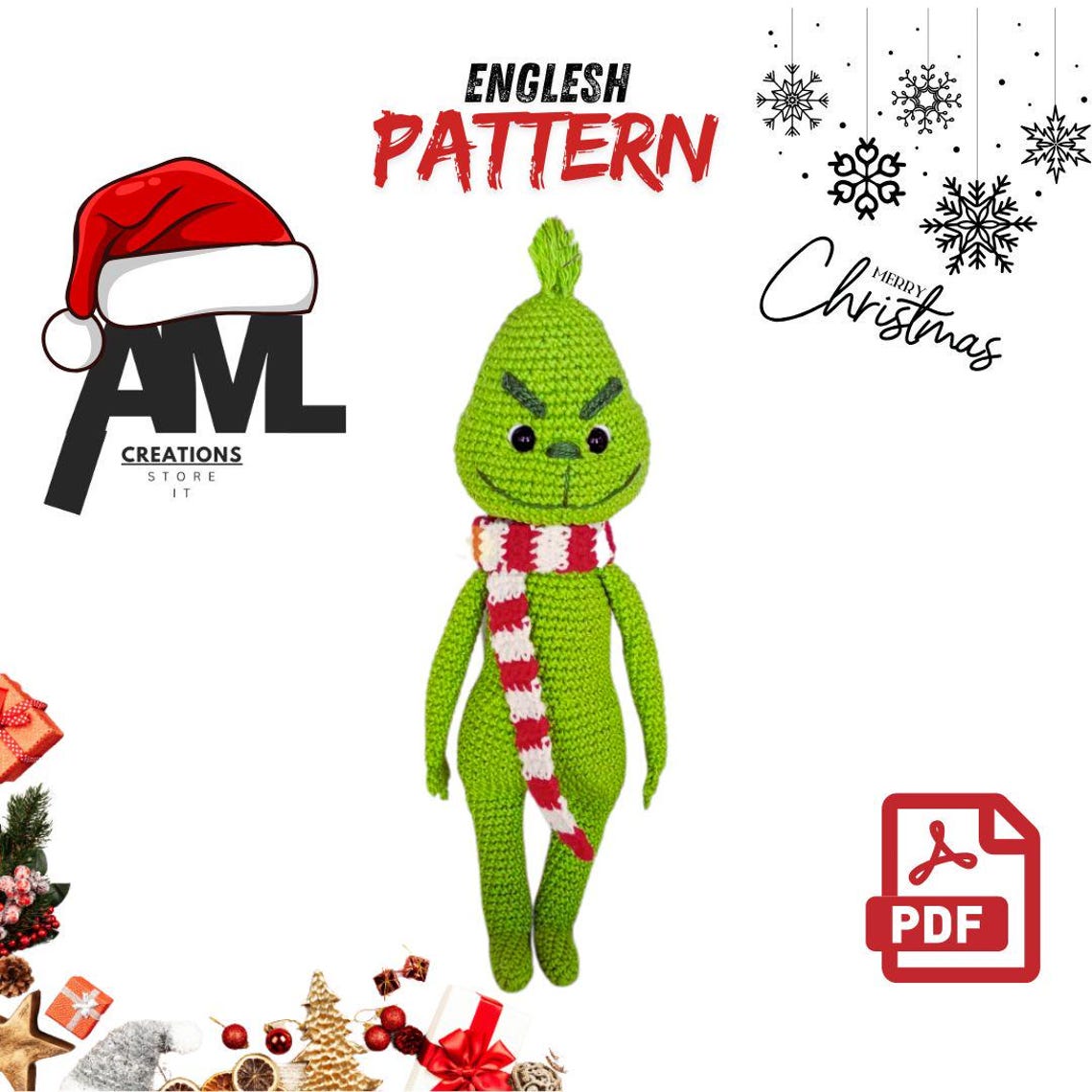 Amigurumi Grinch Crochet Pattern, Christmas Grinch PDF Pattern, DIY ...
