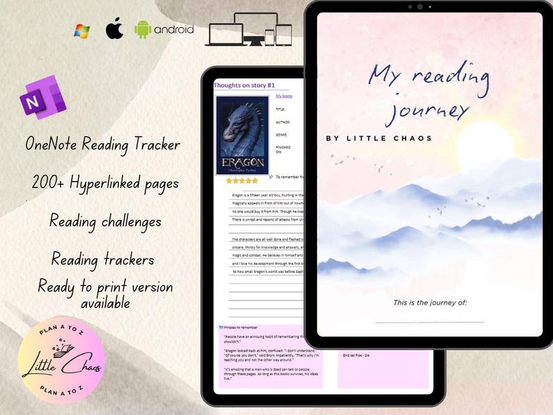 My Reading Journey | Onenote Reading Journal Template - Etsy