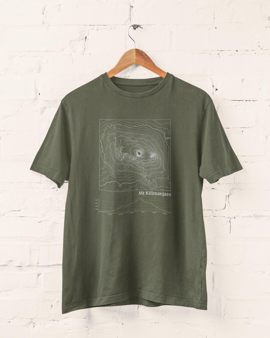 Mt Kilimanjaro Elevation T-shirt, Hiking Outdoor Nature Tee, Map and ...