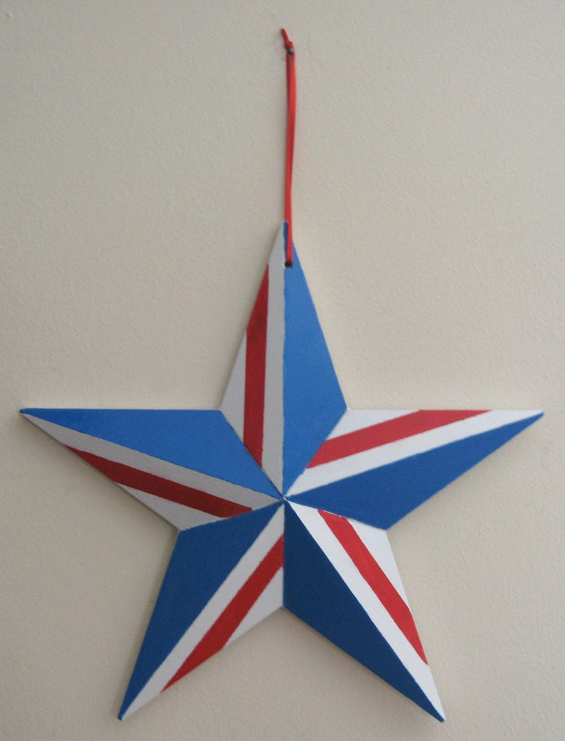 Patriotic Wood Star Wall Hanging USA America July 4thhand Painted - Etsy