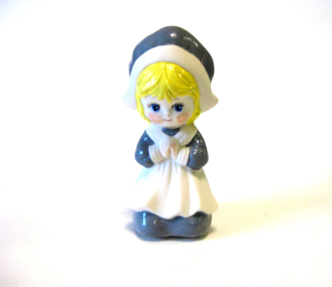 Pilgrim Little Girl, 3" Tall, Cast in White Porcelain, Fall Decor ...