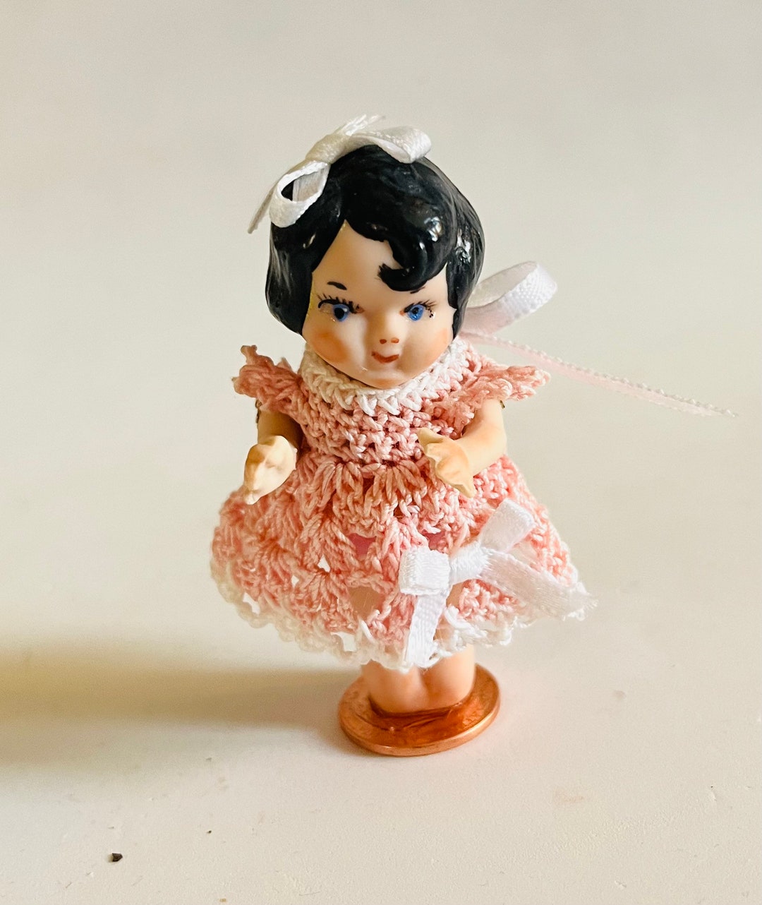 Tiny 2 1/2” Porcelain Doll Cast From a Vintage Mold With Movable Arms ...