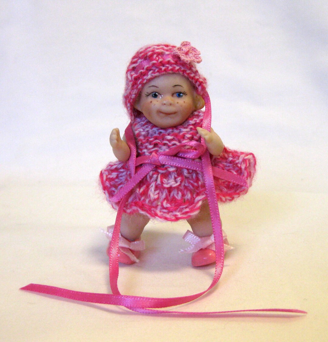 Charming 5" Doll Called a Heebee Shebee, Dressed in a Pink Crocheted ...