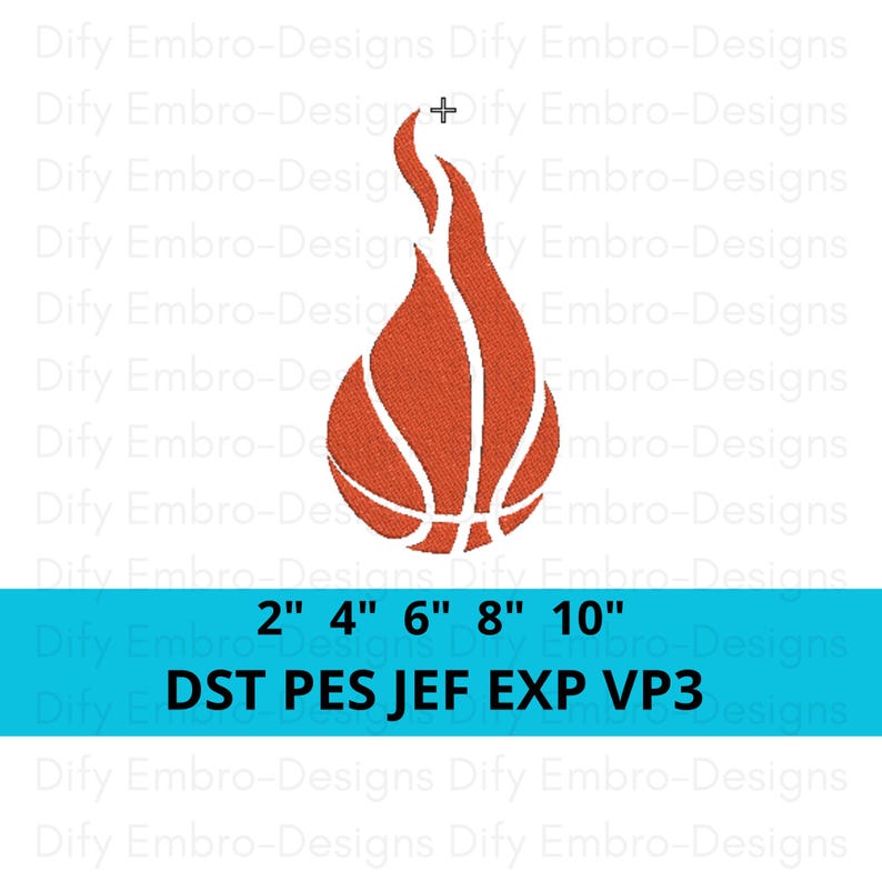 Basketball Flame Embroidery Design – Sports Fireball Machine Embroidery ...