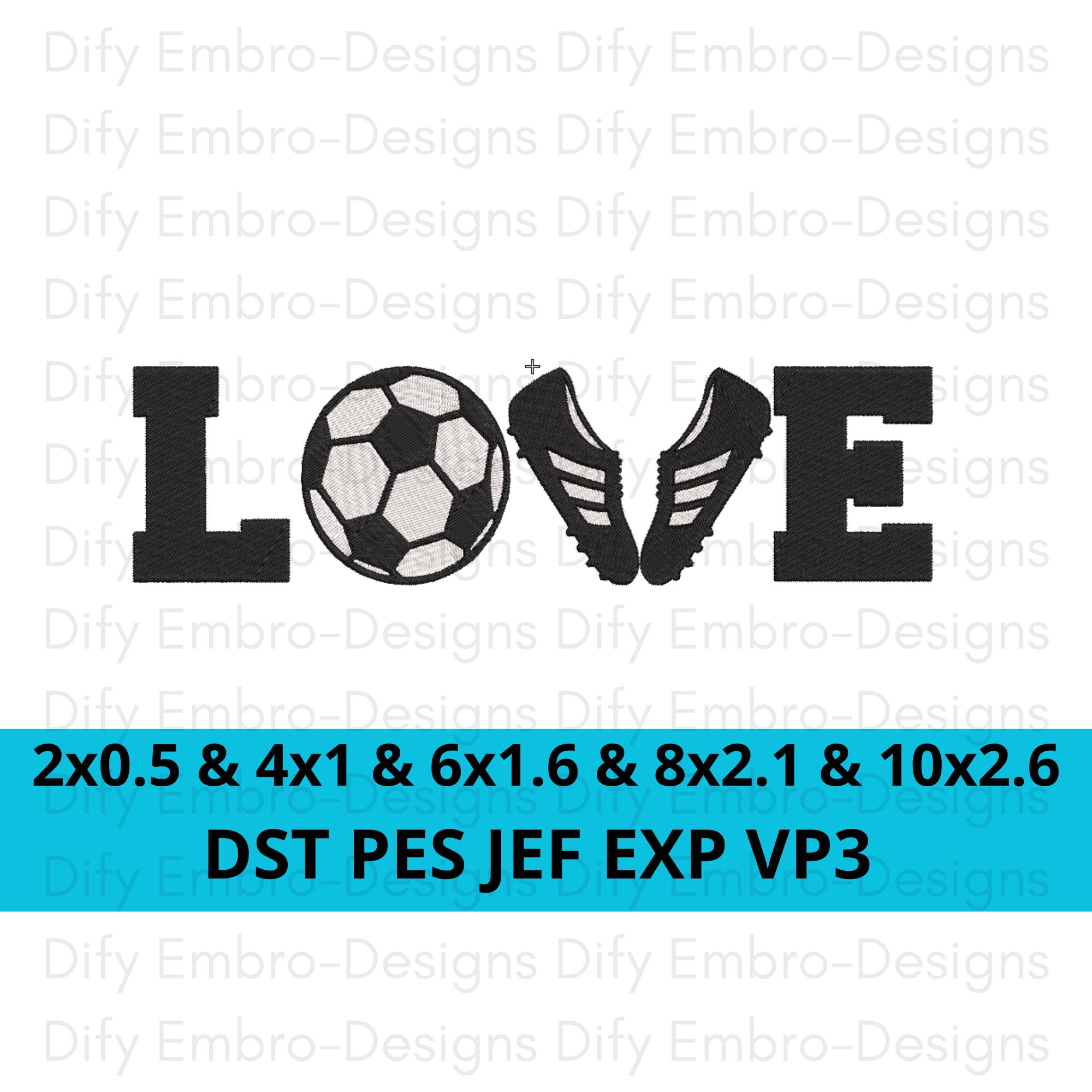 Soccer Love Embroidery Design - Football and Shoes Embroidery File for ...