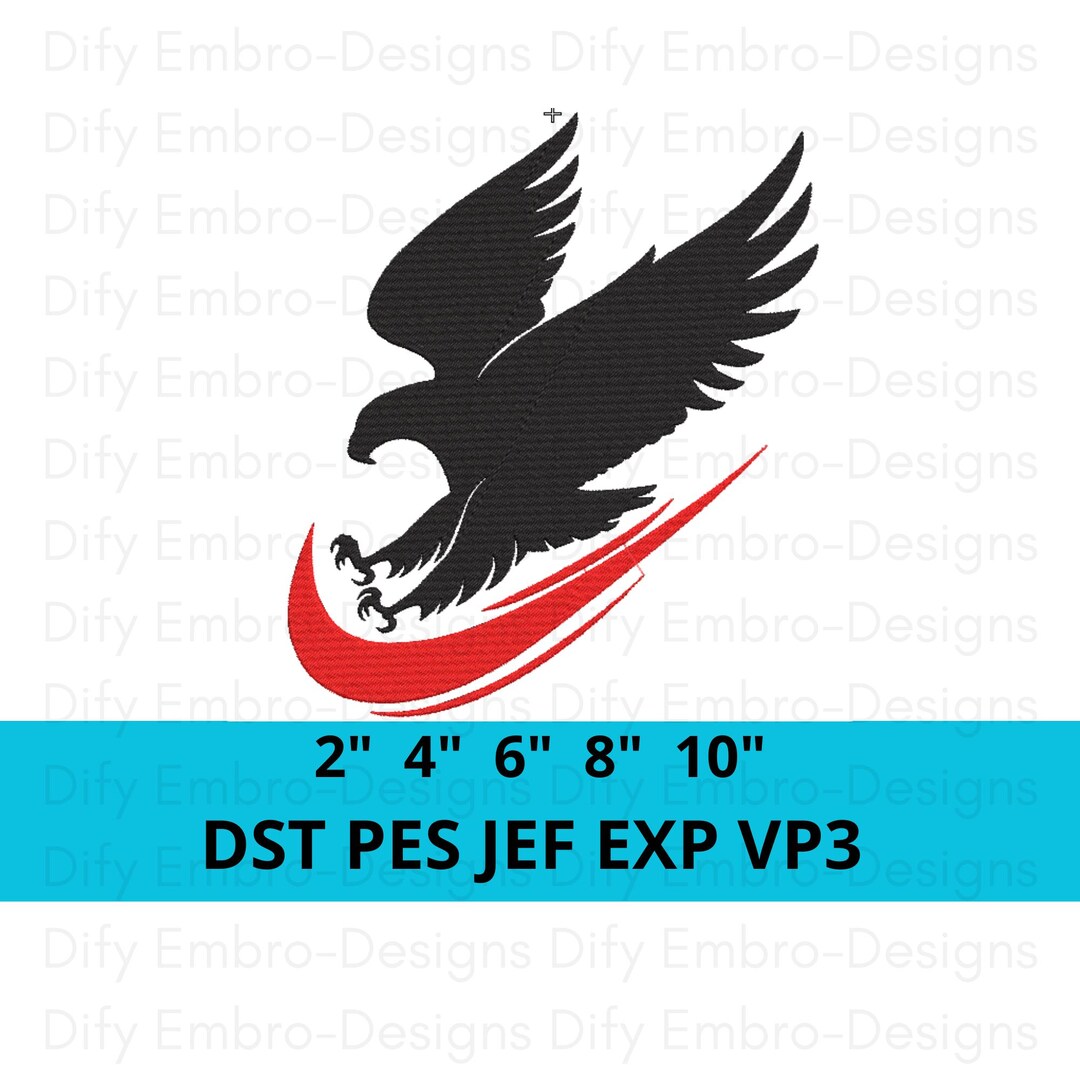 Falcon Bird Machine Embroidery Design File – Flying Eagle Logo Style ...