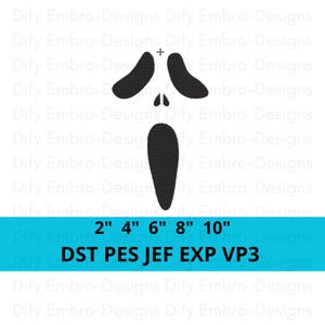 Scary Ghost Face Embroidery Design - Minimalist Horror Mask Machine ...