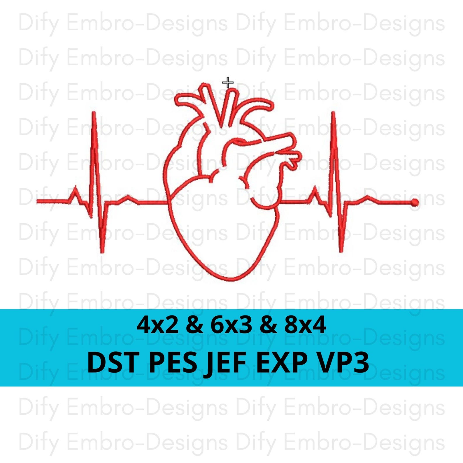Realistic Heartbeat Embroidery Design-anatomical Heart Between ...