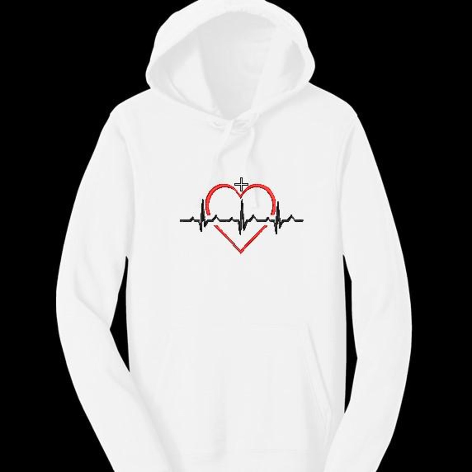 Heartbeat Embroidery Design - Heart Shape With Heartbeat Line - Digital ...