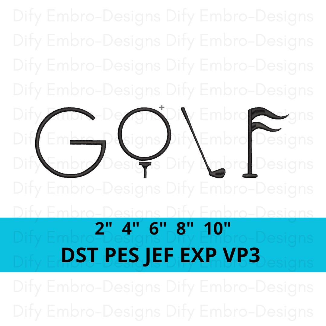 Golf Embroidery Design Word Art - Golf Letters With Club, Ball, Hole ...