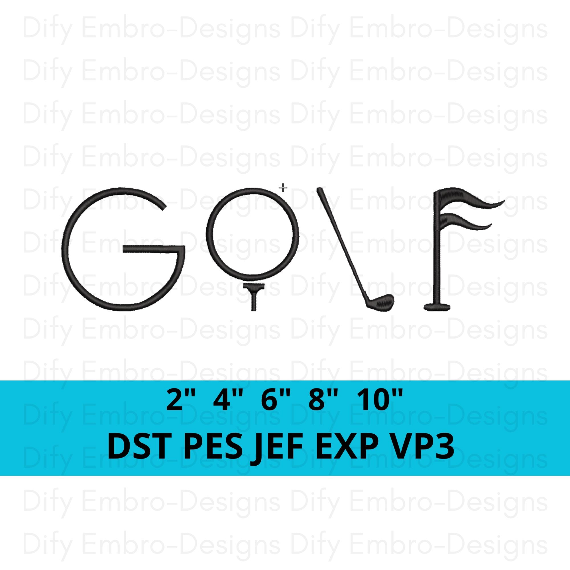 Golf Embroidery Design Word Art - Golf Letters With Club, Ball, Hole ...