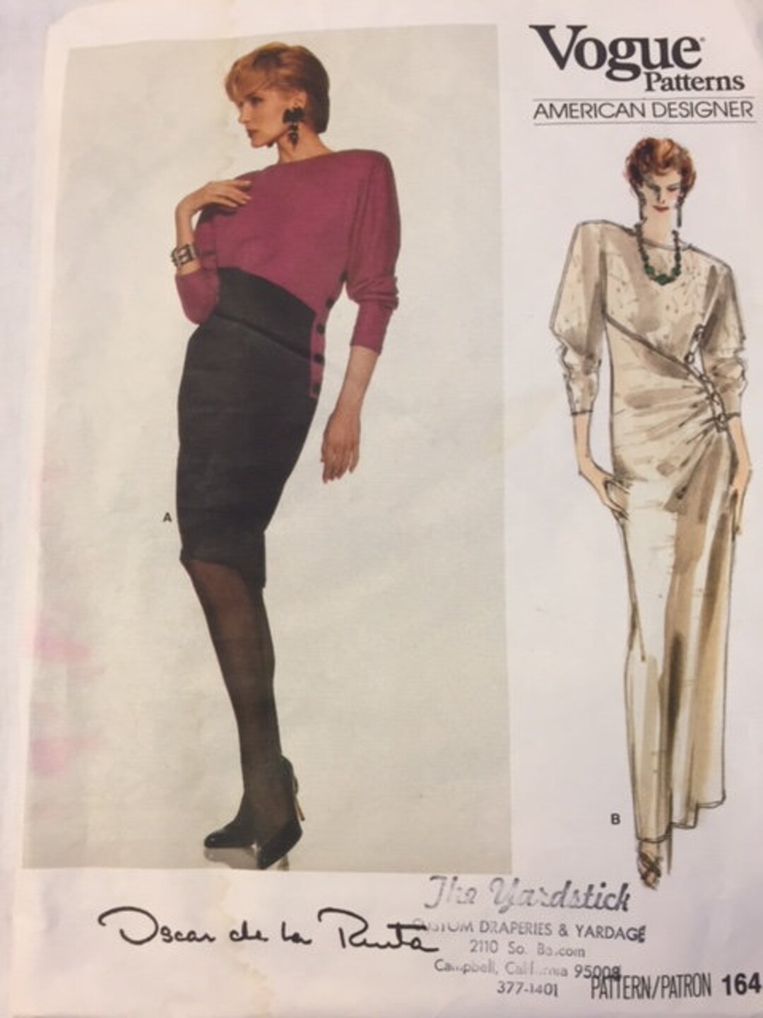 UNCUT Vogue 1645 Size: 14 American Designer - Oscar De La Renta - Etsy