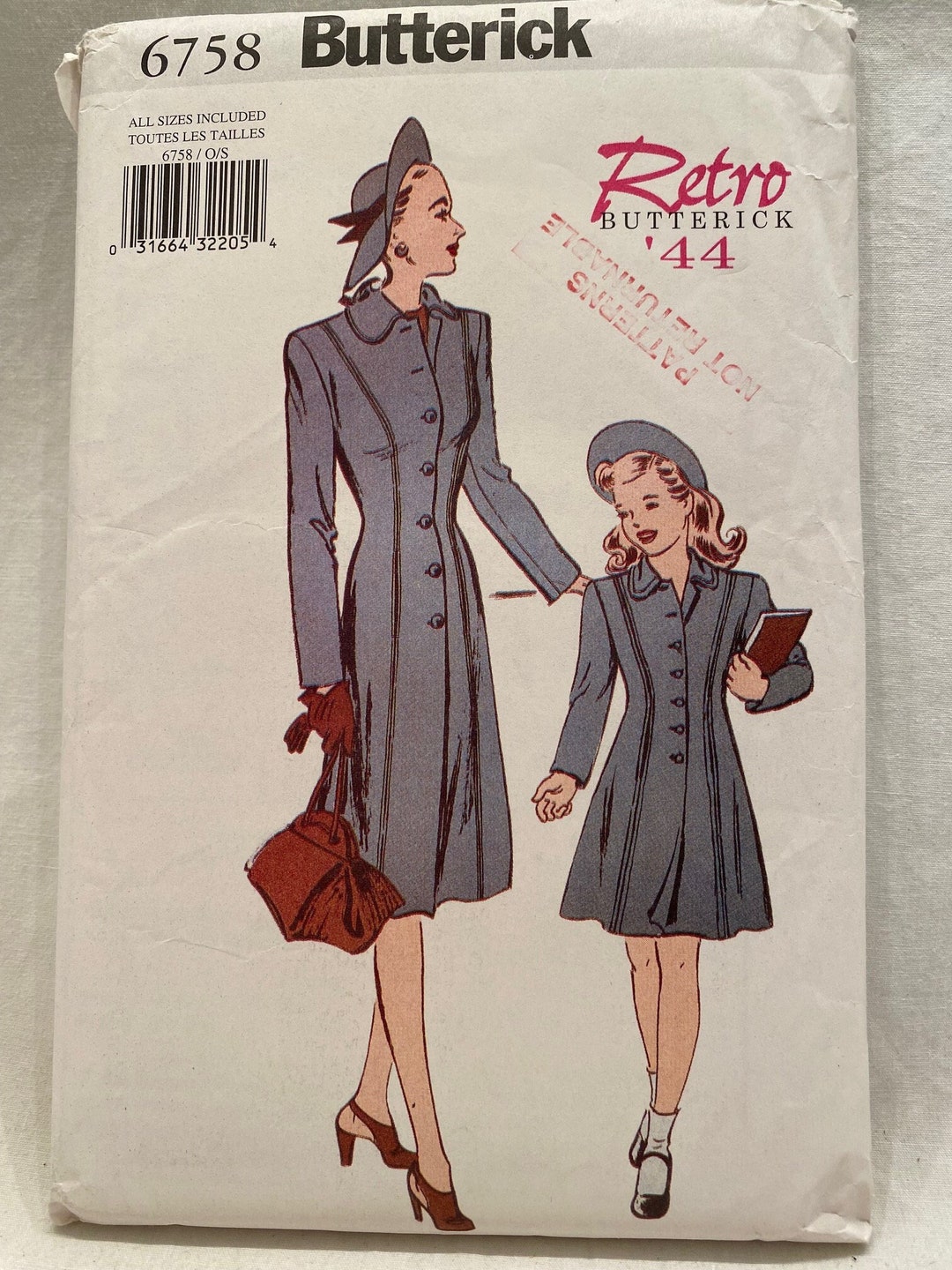 UNCUT Butterick 6758 All Sizes Included Misses/childrens/girls Coats ...