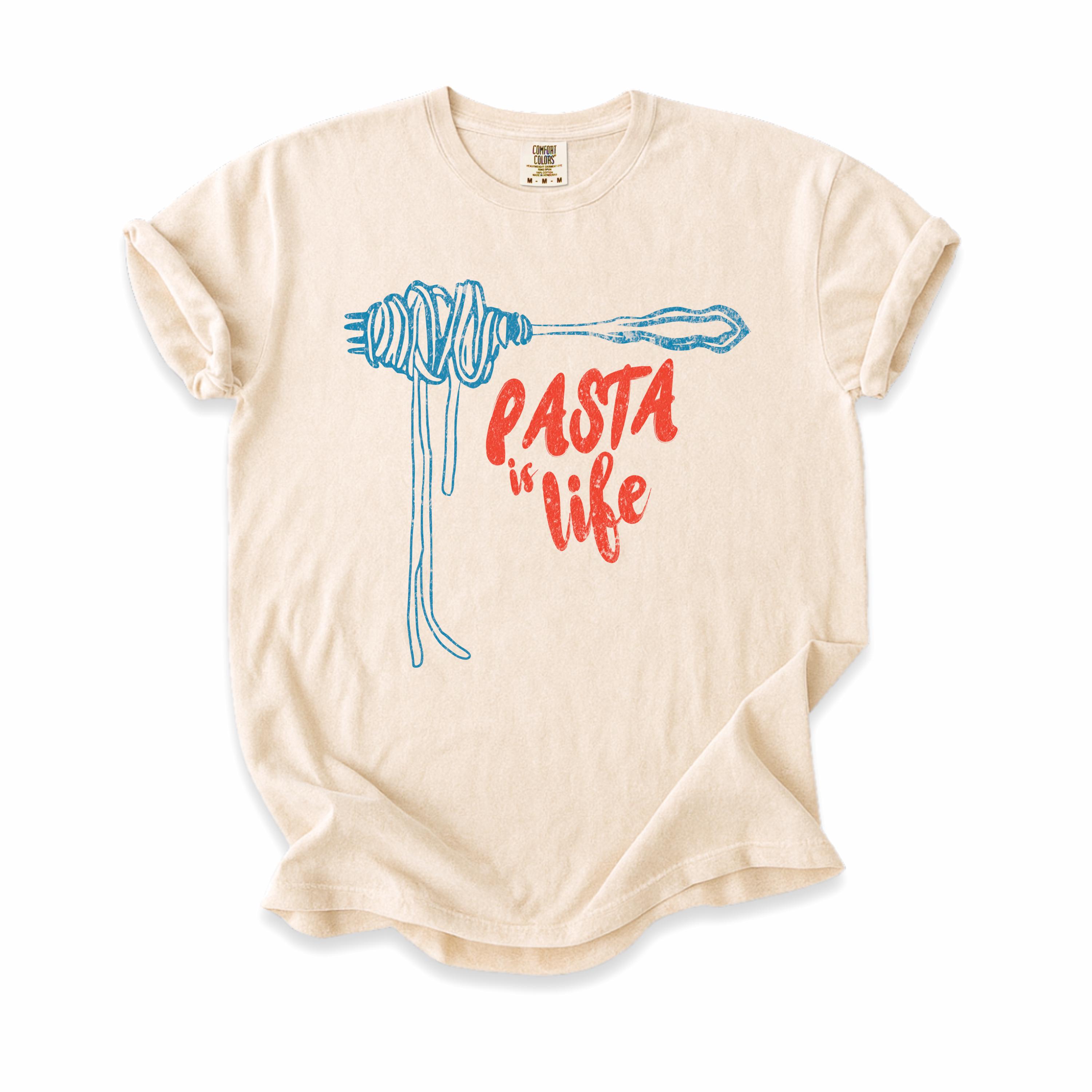 Pasta is Life T-shirt, Funny Spaghetti Fork Tee, Distressed, Retro Food ...