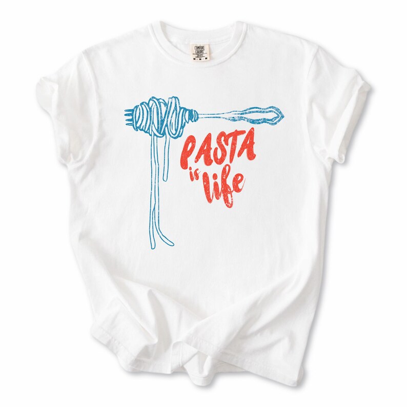 Pasta is Life T-shirt, Funny Spaghetti Fork Tee, Distressed, Retro Food ...