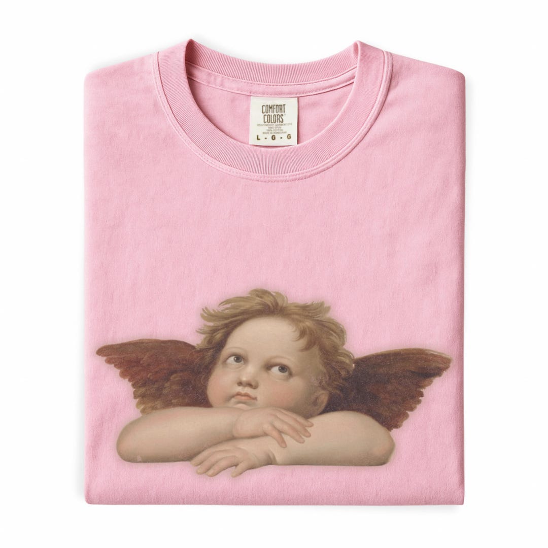 Angel, Distressed Raphael T-shirt, Vintage Christian Tee, Renaissance ...